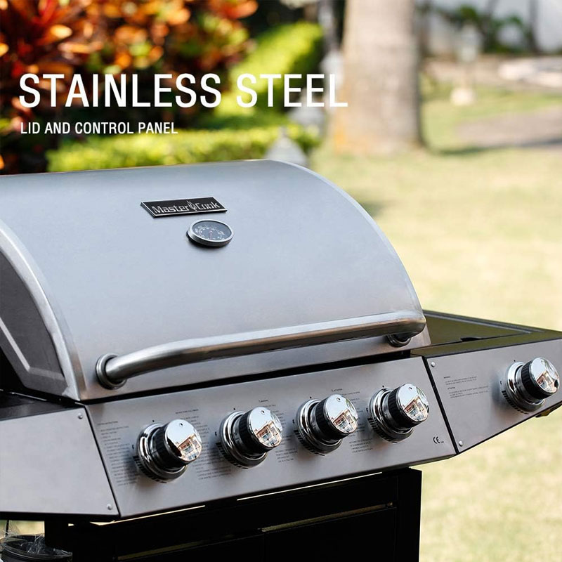 Master Cook 4 Burner BBQ Gas Grill - Cabinet Style Stainless Steel Grill
